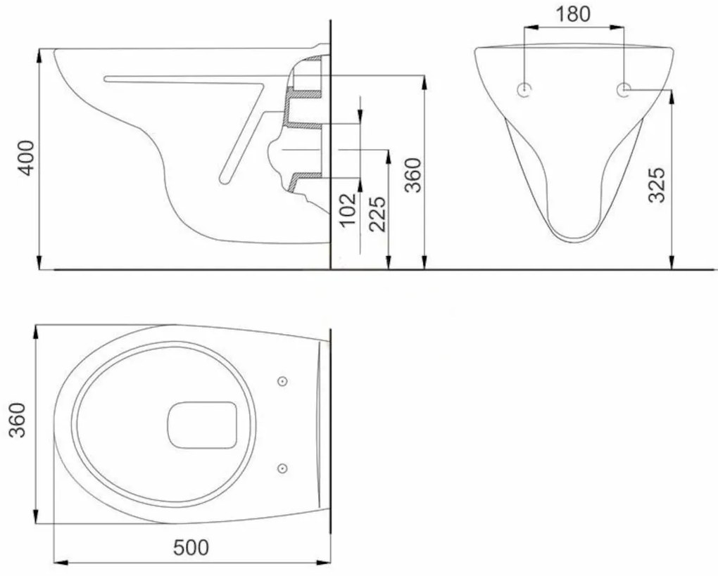 Závěsná WC mísa Jika UNI H8203190000001, bez sedátka