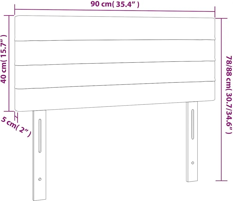 Čelo postele s LED tmavě modré 90x5x78/88 cm samet 3121792