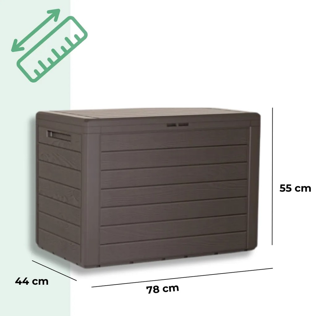 Úložný box WOODEBOX, 190L, 78x44x55cm, tmavě hnědá Prosperplast
