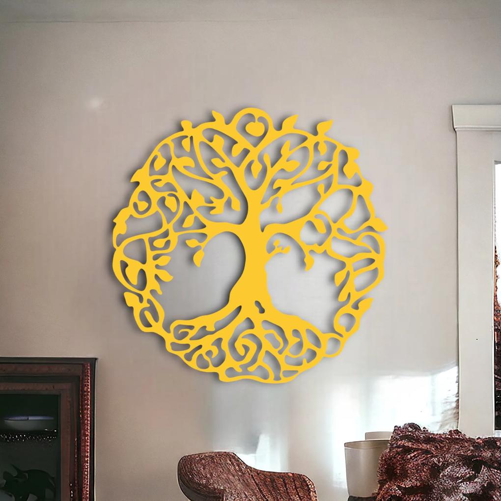 Strom života 1 - kovový obraz na zeď Velikost: 100cm, Barva: Yellow