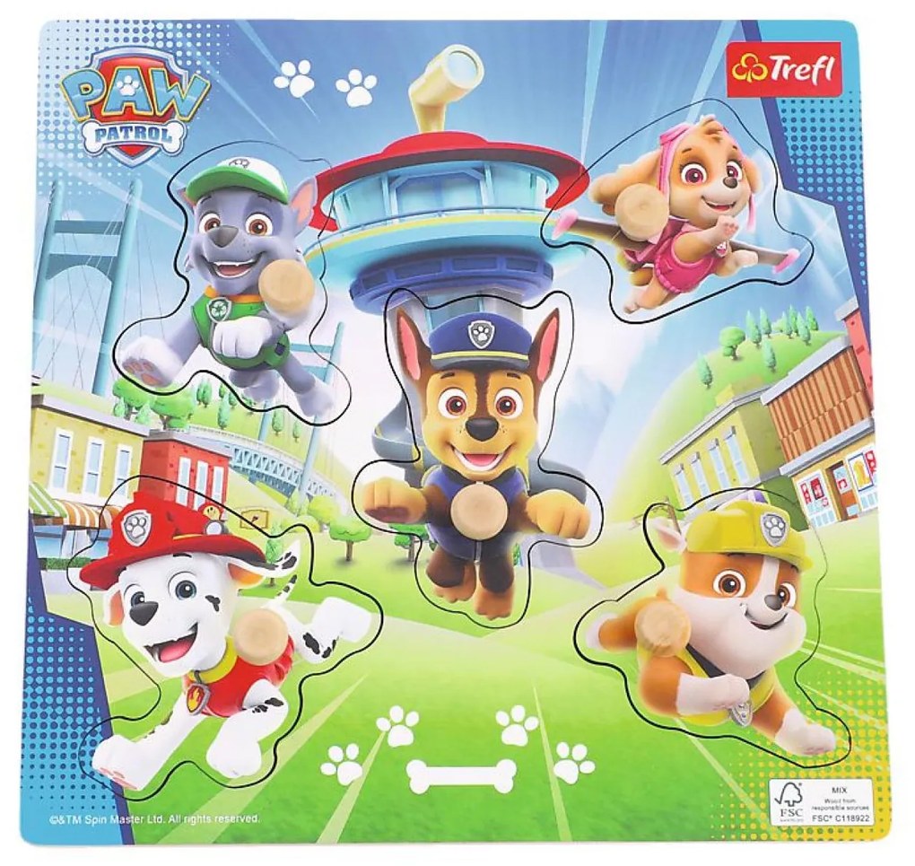 Trefl Vkládačka/Puzzle deskové obrysové Tlapková patrola/Paw Patrol 22x22cm ve fólii 18m+