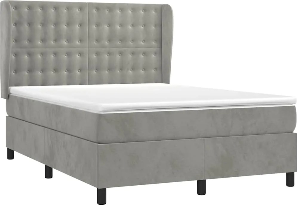 Box spring postel s matrací světle šedá 140x200 cm samet 3129453