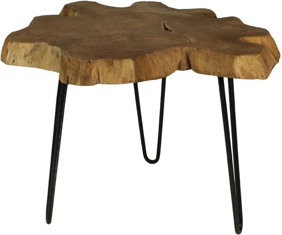 Odkládací stolek s deskou z teakového dřeva HSM collection Bollei, ⌀ 55 cm