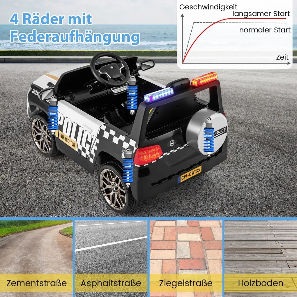Costway 12 V dětské elektrické auto Police elektrické dětské auto s dálkovým