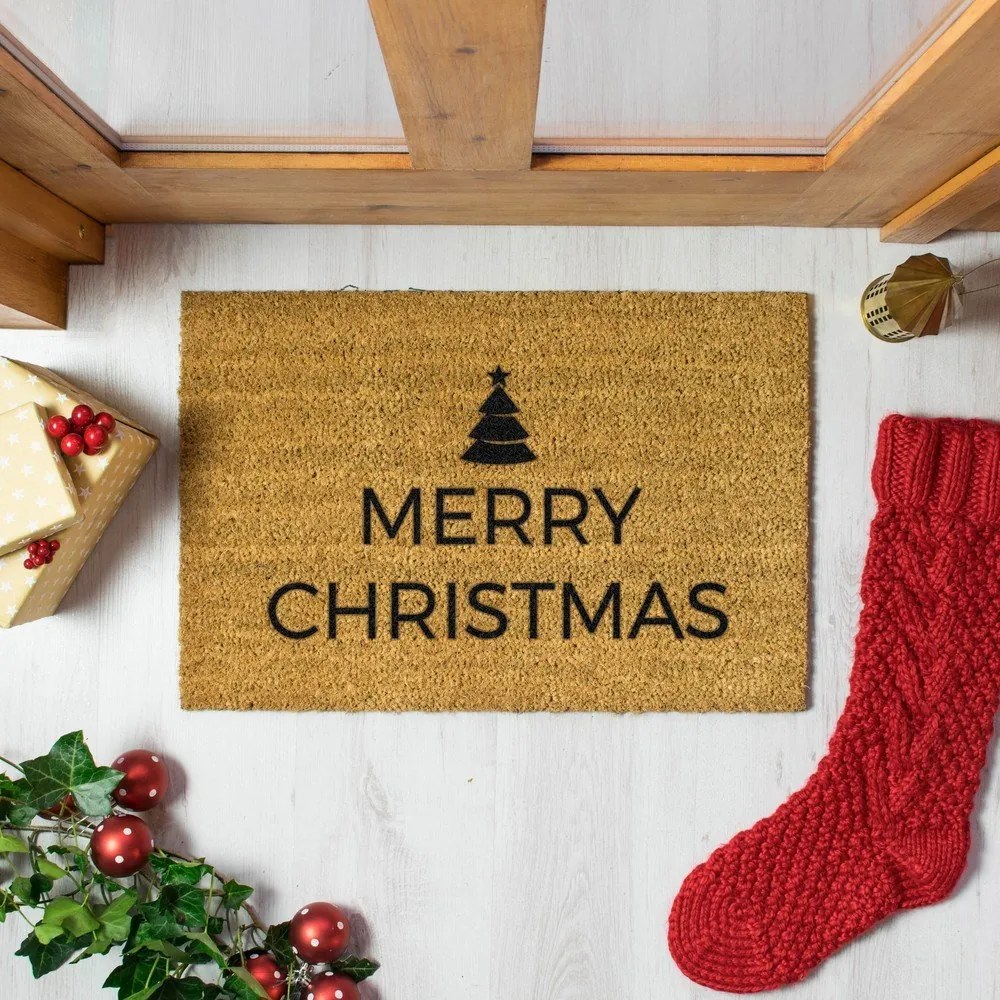 Rohožka s vánočním motivem z kokosového vlákna 40x60 cm Merry Christmas – Artsy Doormats