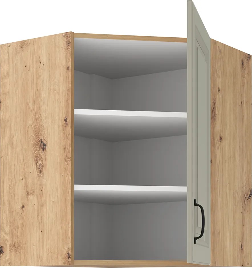 STILO ac | horní skříňka 60x60 GN-72 1F (45°) rohová s policemi | 60x60 cm | UNI dvířka | artisan/světle šedá