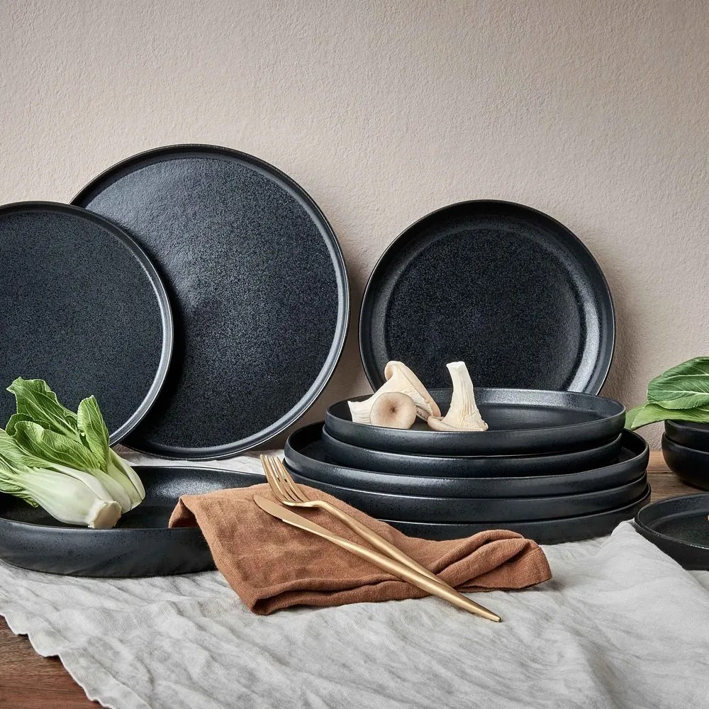 Butlers CASA NOVA Sada hlubokých talířů 22,5 cm set 4 ks - černá