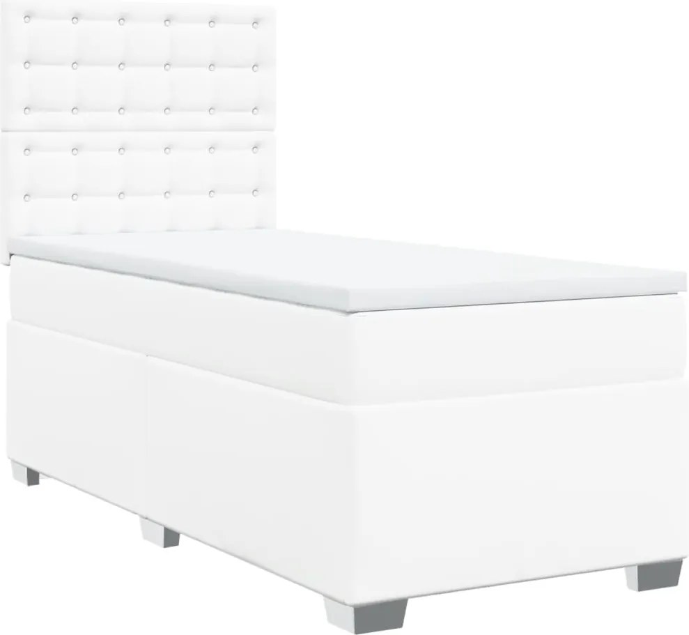 Box spring postel s matrací bílá 90x190 cm umělá kůže 3290701
