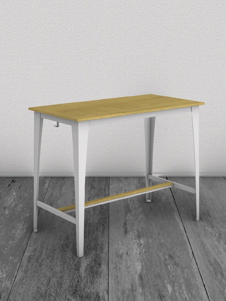 Barový stůl bílý A30, masiv dub přírodní, 130 x 68 cm