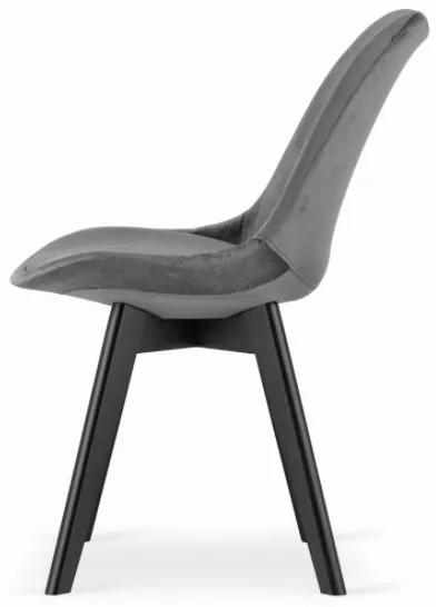 Sametová židle London šedá s černými nohami