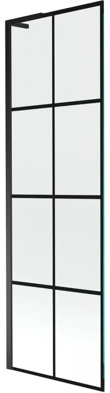 Mexen Next L, 1-křídlová vanová zástěna 60 x 150 cm, 6mm čiré sklo-černý vzor, černý profil, 895-060-000-03-77-70