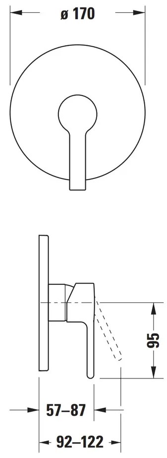 Duravit B.2 - sprchová baterie pod omítku, 1 spotřebič, barva: chrom, B24210010010