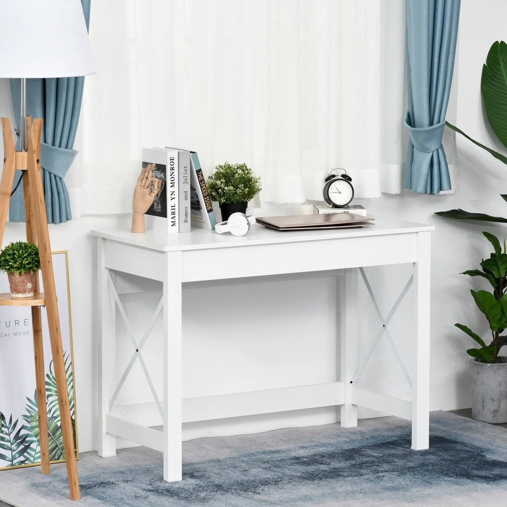 HOMCOM Moderní Stůl Snadno Sestavitelný Počítačový Stůl pro Kancelář, Ložnici nebo Učení 105x50x76 cm Bílý | Aosom