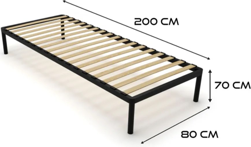 TPS Industriální kovová postel FERRON, 80x200 cm