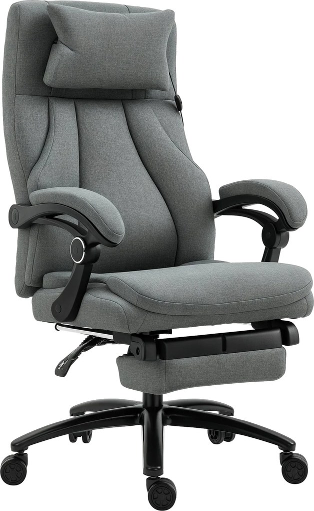 Kancelářská židle Vinsetto s masážní funkcí, ergonomická kancelářská židle s nastavitelným opěradlem, opěrka hlavy s USB rozhraním, výškově nastavitel