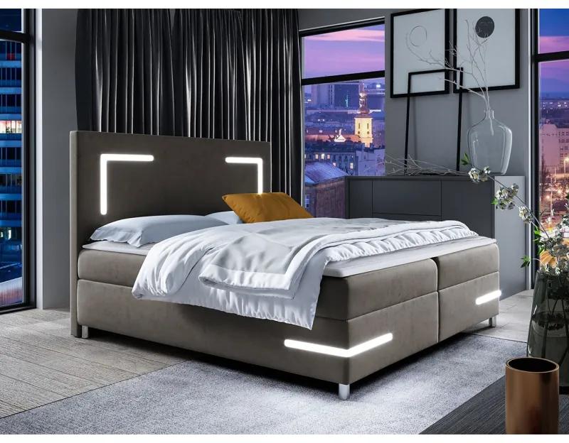 Kontinentální postel Fronasa LED, Rozměr postele: 140x200, Barva:: ekokůže Soft 017 (bílá)