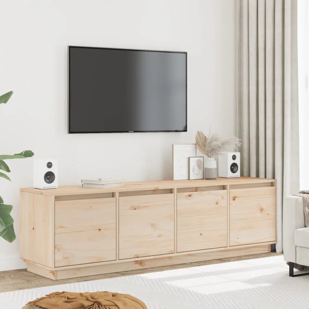 TV skříňka bílá 156 x 37 x 45 cm masivní borové dřevo