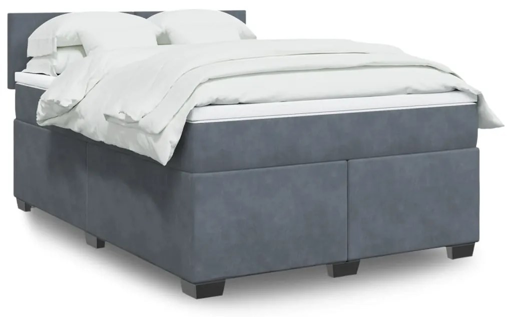 Box spring postel s matrací tmavě šedý 140 x 190 cm samet 3288601
