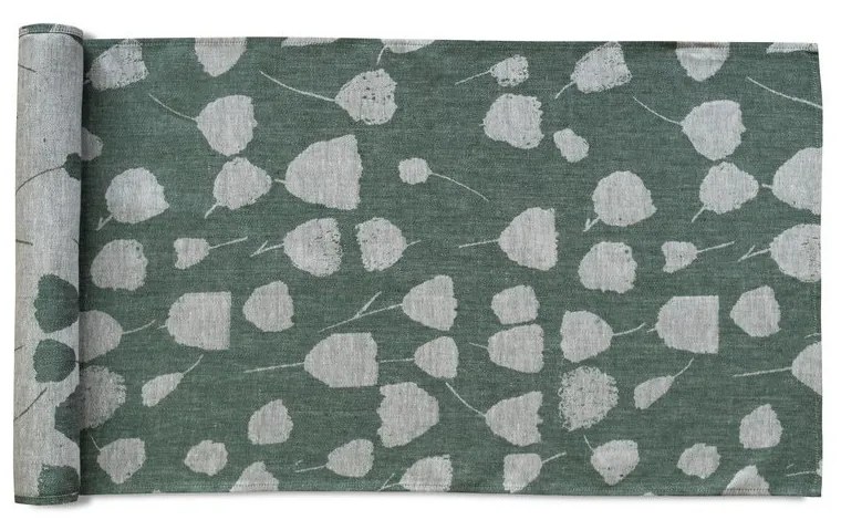 Lněný běhoun na stůl BOUQUET green 44x137, Fine Little Day Švédsko