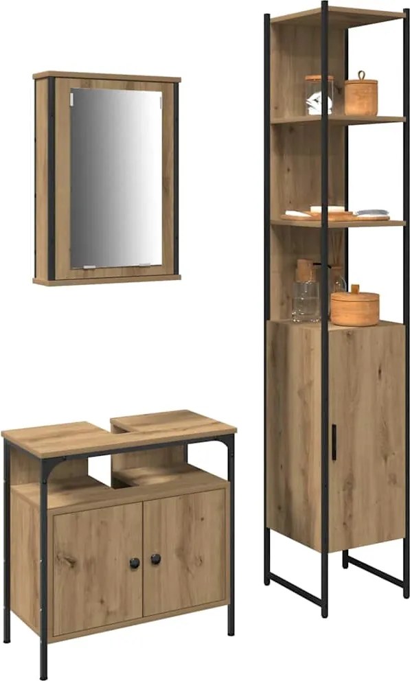 Sada koupelnového nábytku 3 ks Artisanový dub 3334396