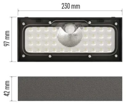 LED Solární reflektor se senzorem pohybu LED/3,7V 3000mAh 4000K IP65 černá