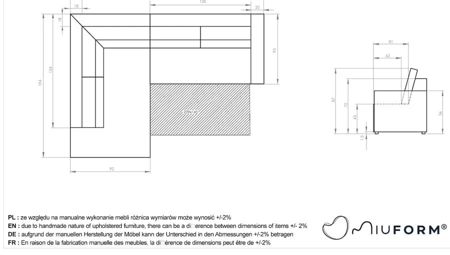 Světle šedá rozkládací rohová pohovka (levý roh) Brave Dave – Miuform