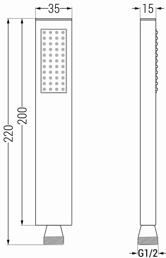 Ruční mosazná sprchová hlavice MEXEN R-02 - 1 funkce - 200x35 mm - černá, 79500-70