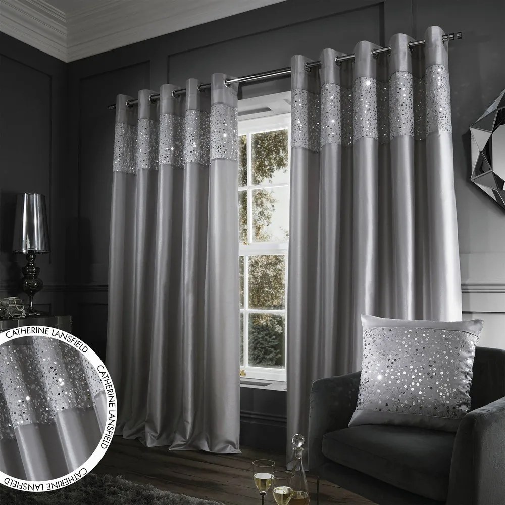 Šedé závěsy v sadě 2 ks 168x229 cm Glitzy Sequin – Catherine Lansfield