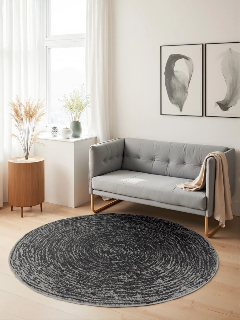 Hanse Home, Kusový koberec Gloria Cavallo 106257 Grey kruh, 160x160 (průměr) kruh, šedá, chodba / předsíň