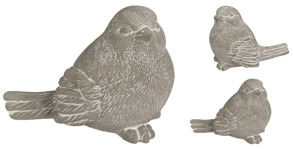 Zahradní figurka z cementu Bird Couple, sada 2ks, 10x13 cm, šedá