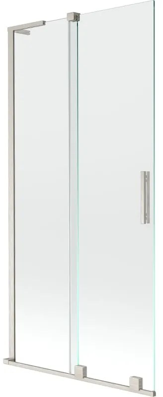 Mexen Velar L, 2-křídlová posuvná vanová zástěna 95 x 150 cm, 8mm čiré sklo, broušená ocel, 896-095-003-01-97