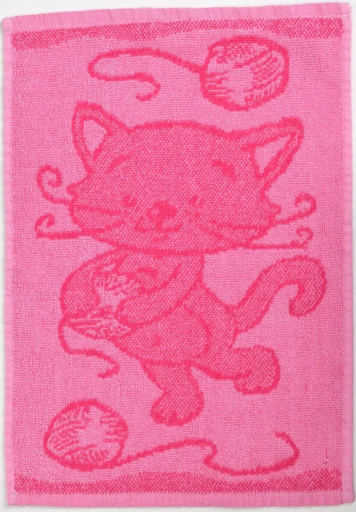 Dětský ručník BEBÉ kočička růžový 30x50 cm