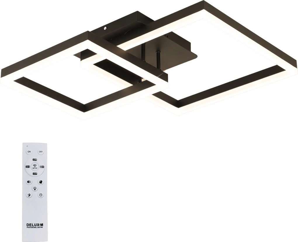 Stropní Svítidlo čtvercová závěsná Stropní Svítidlo Led Lustr Dálkový Ovladač 70W černá