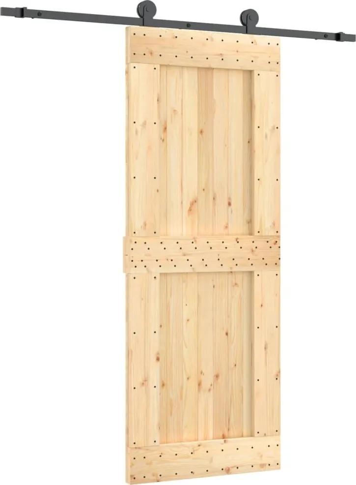vidaXL Posuvné dveře s kováním 80 x 210 cm masivní borové dřevo [3203051]