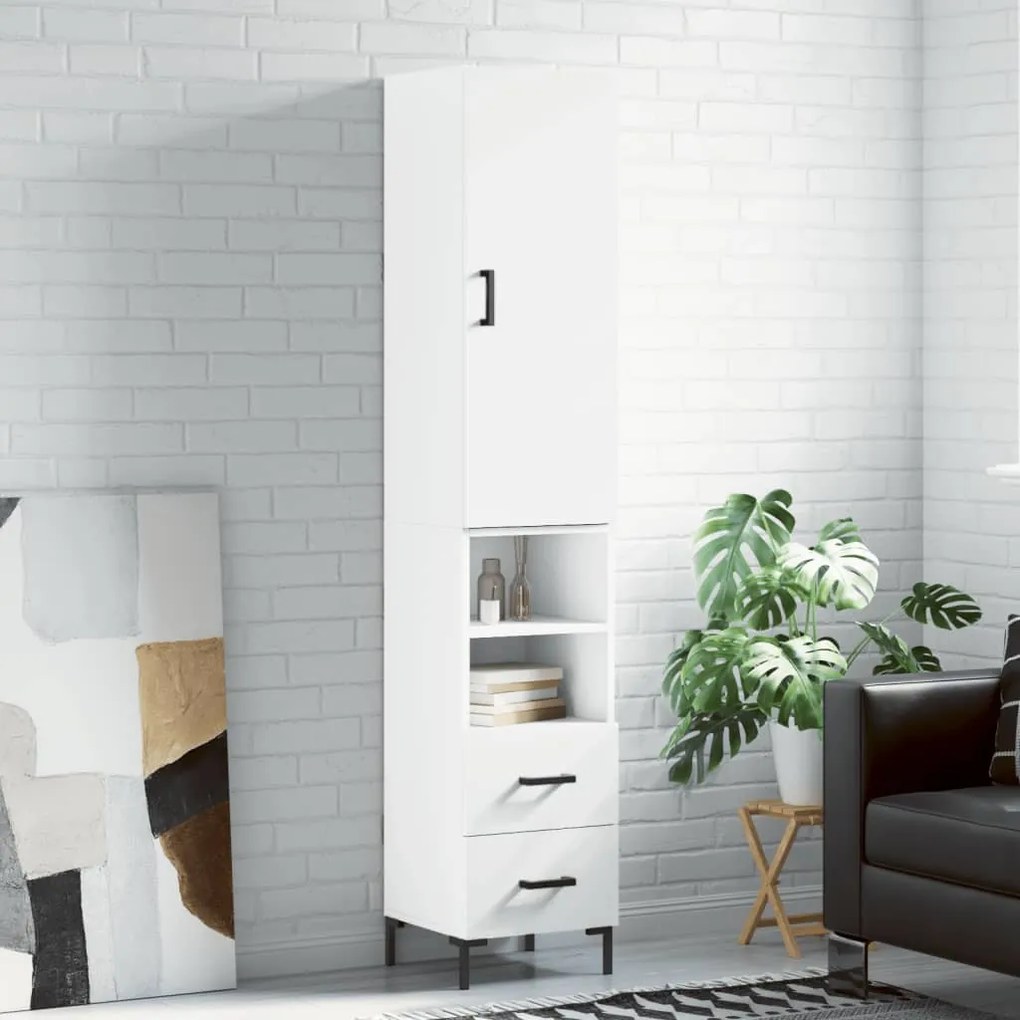 Skříň highboard bílá 34,5 x 34 x 180 cm kompozitní dřevo