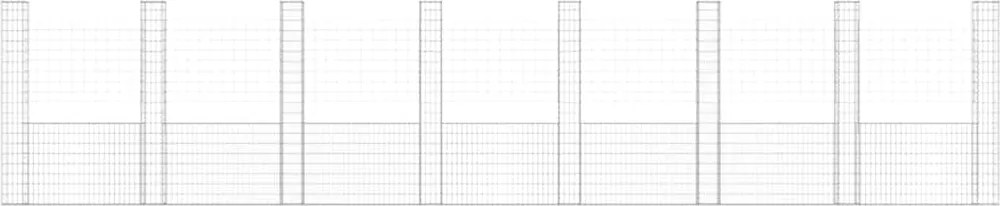 Gabionový koš ve tvaru U s 8 sloupky železo 860 x 20 x 200 cm 151295