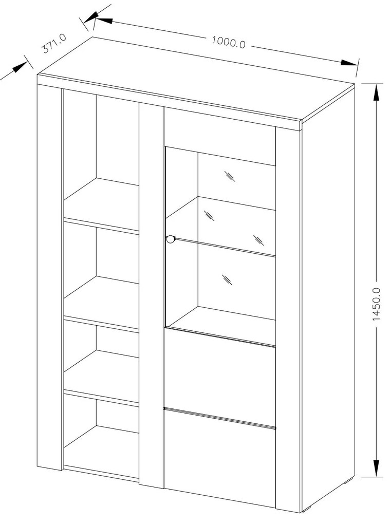 Komoda LARONA 44 Helvetia 100/145/37 Barevné provedení: ořech satin/touchwood