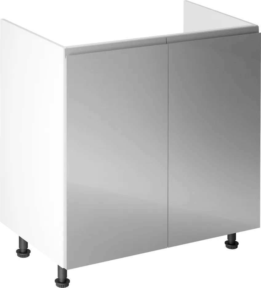Dřezová skříňka, bílá / šedá extra vysoký lesk, AURORA D80Z