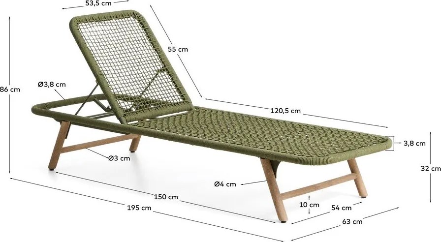 Zelené kovové polohovací zahradní lehátko Dandara – Kave Home