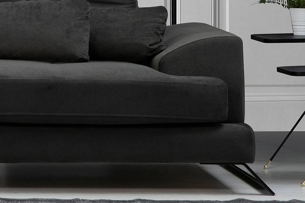 Designová rohová sedačka Heimana 308 cm antracitová - levá