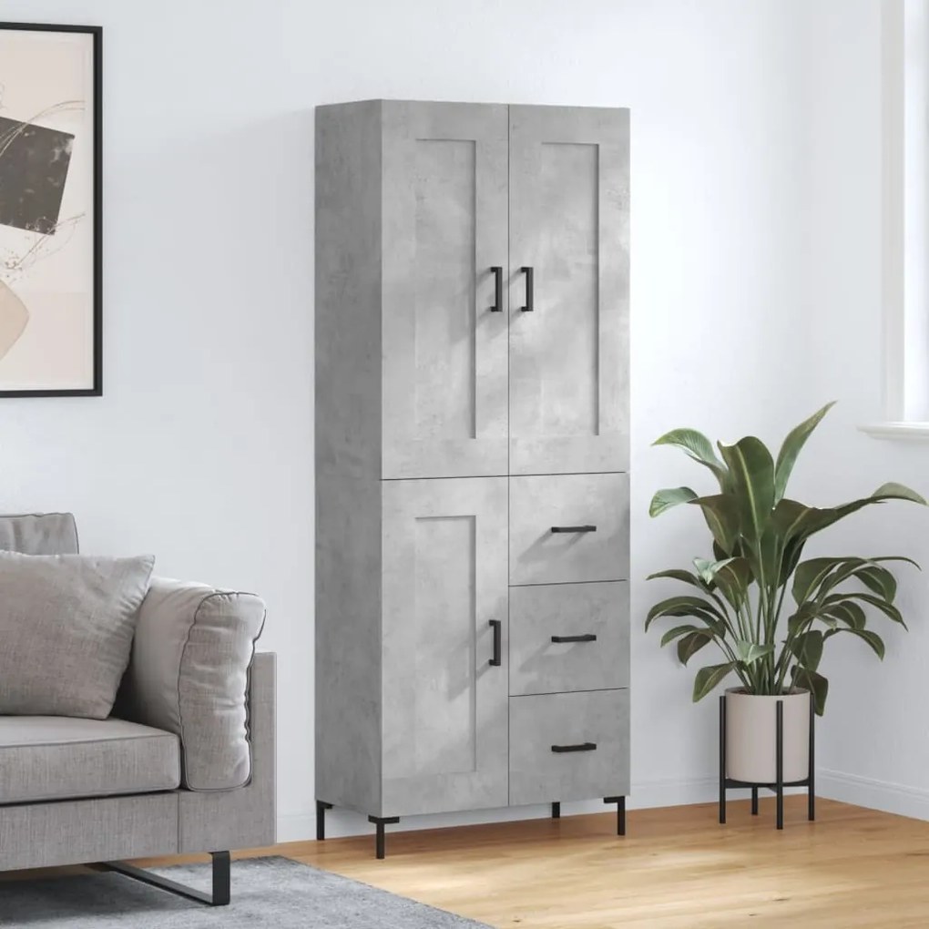 Skříň highboard betonově šedá 69,5x34x180 cm kompozitní dřevo 3200005