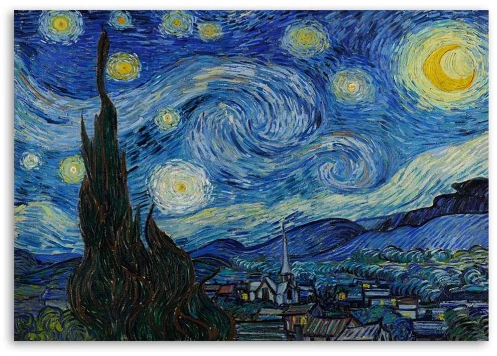 Obraz na plátně reprodukce hvězdné noci van gogh - 120x80 cm