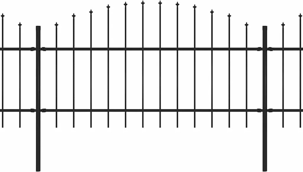 Zahradní plot s kopím nahoře ocelový 1673 x 125 cm černý 277730