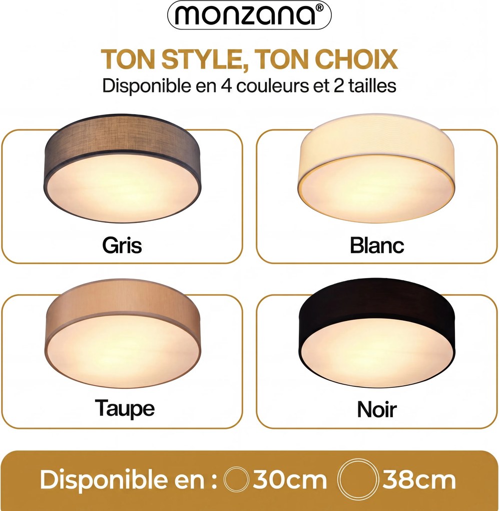 Stropní svítidlo šedý textil Ø38cm