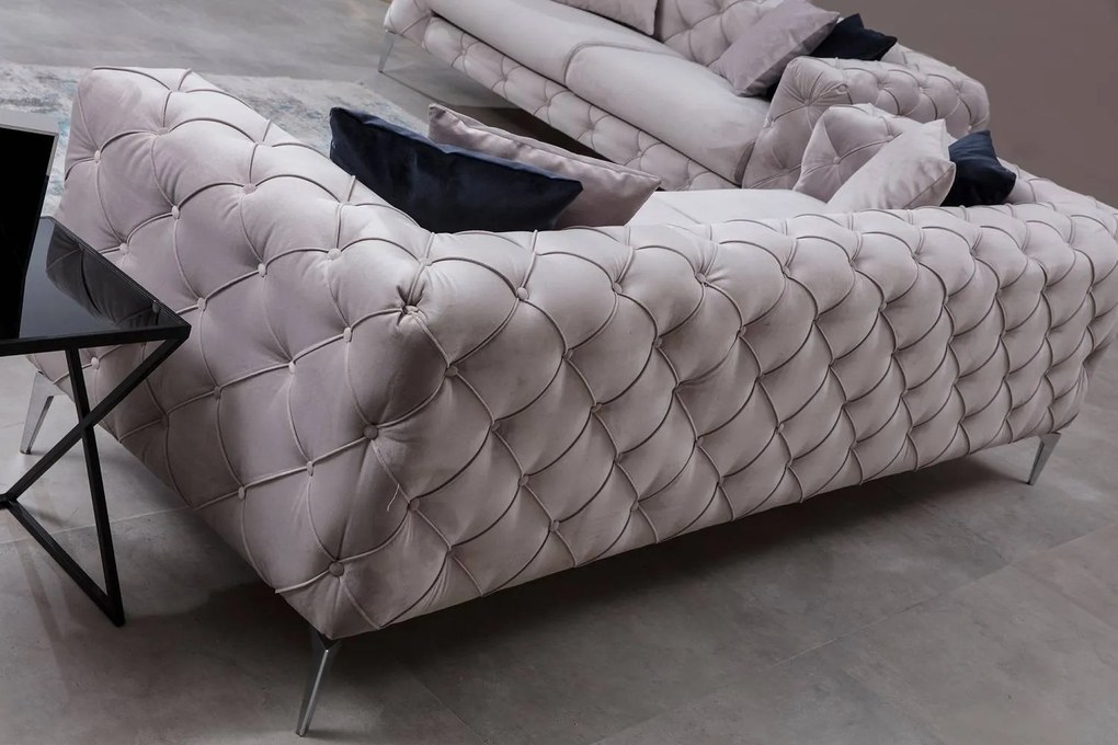 Designová sedačka Rococo 197 cm světle šedá