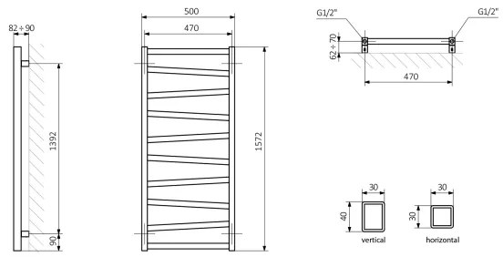 Sapho - Koupelnový radiátor ZIG 582W/230V 50x157 cm antracit