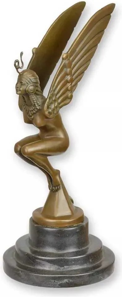 Bronzová socha maskot auta - Okřídlená egyptská žena