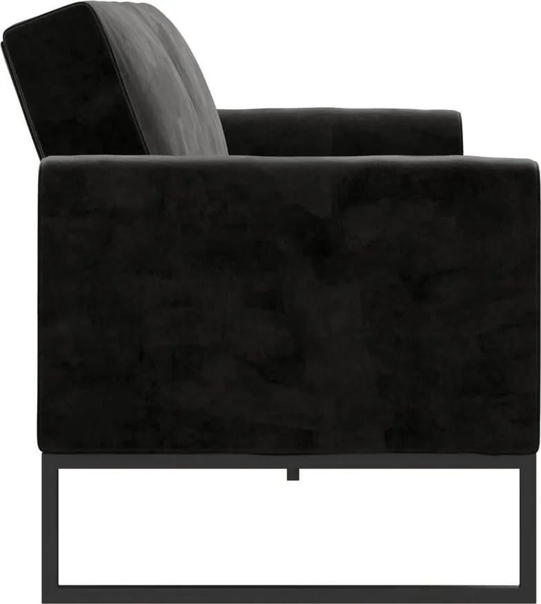 Černá sametová polohovací/rozkládací pohovka 217 cm Adley - II. jakost – CosmoLiving by Cosmopolitan