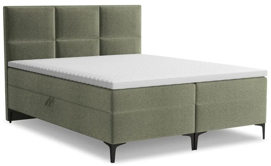 Zelená boxspring postel s úložným prostorem 160x200 cm Pakalana – Makamii