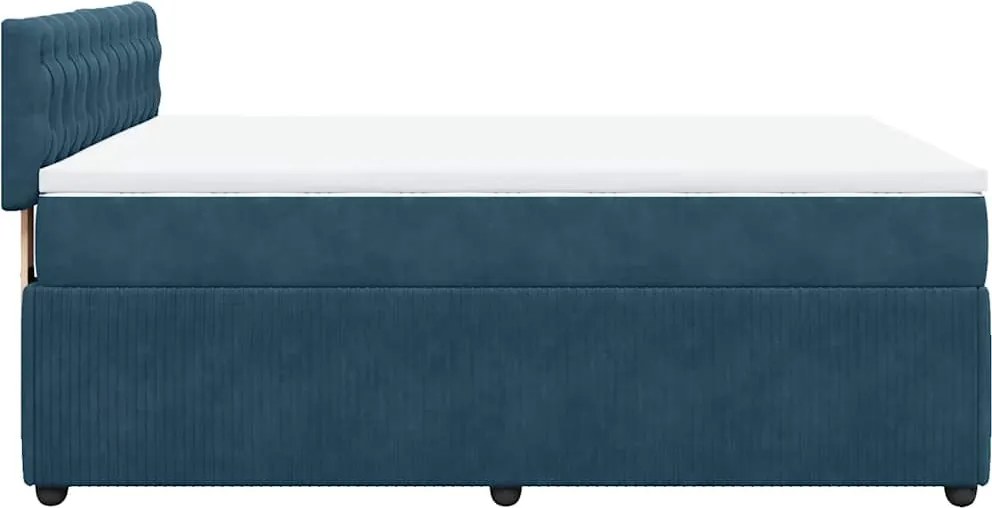 Box spring postel s matrací modrá 140 x 190 cm samet 3290044
